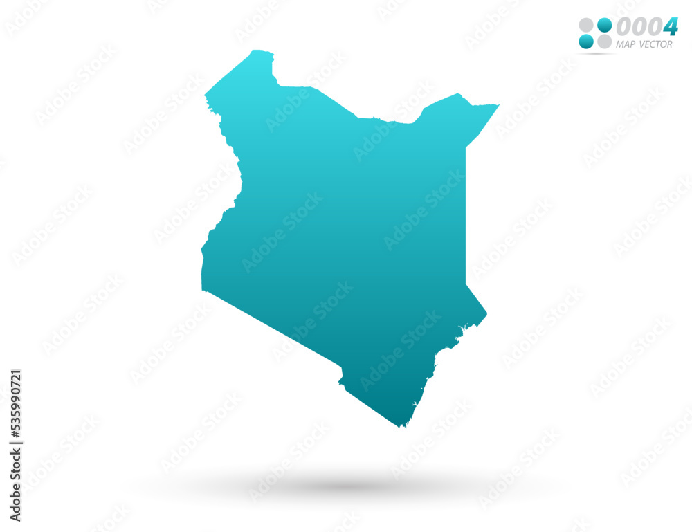 Vector blue gradient of Kenya map on white background. Organized in ...