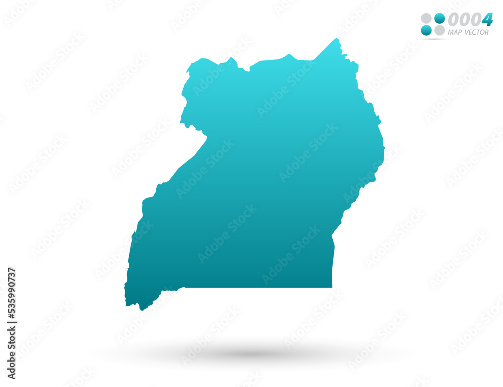 Vector blue gradient of Uganda map on white background. Organized in ...