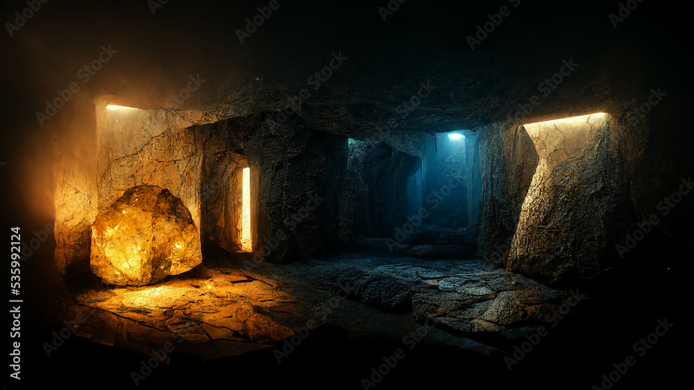 Dark medieval castle dungeon tunnel ,Dark underground corridor in a ...