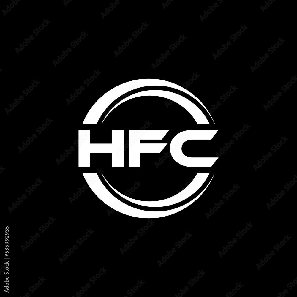 HFC letter logo design with black background in illustrator, vector ...