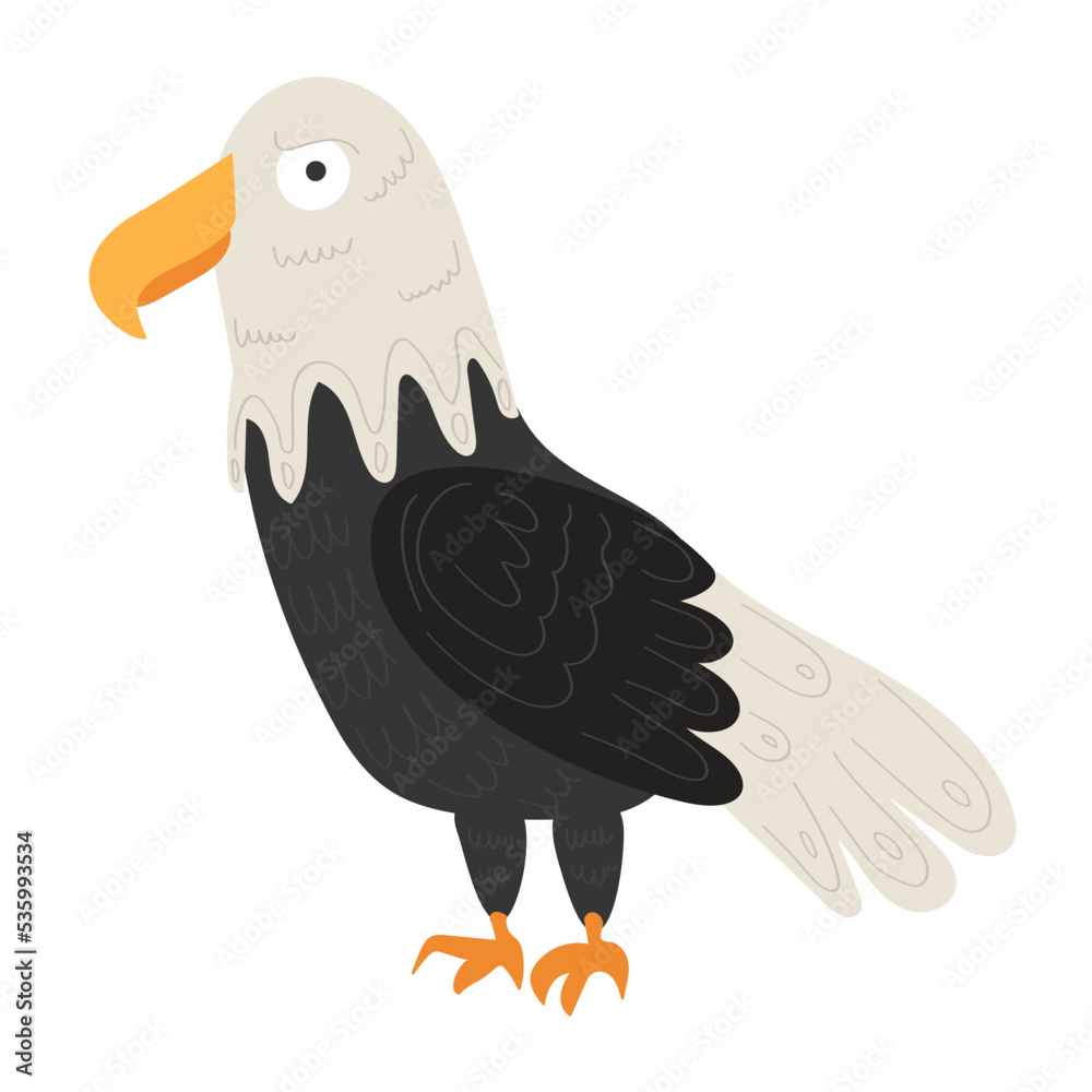 Proud bald eagle. Vector illustration, flat cartoon style Stock Vector ...