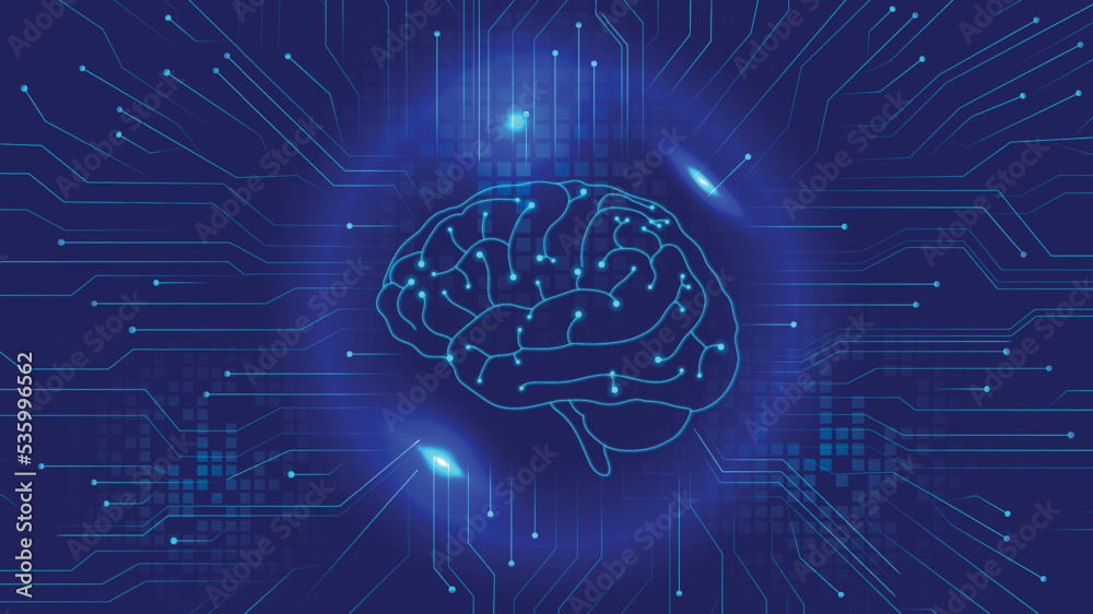 AI digital technology background artificial intelligence on blue ...