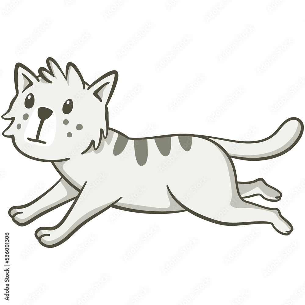 Cute cat running. Cute illustration of a little cat running fast ...