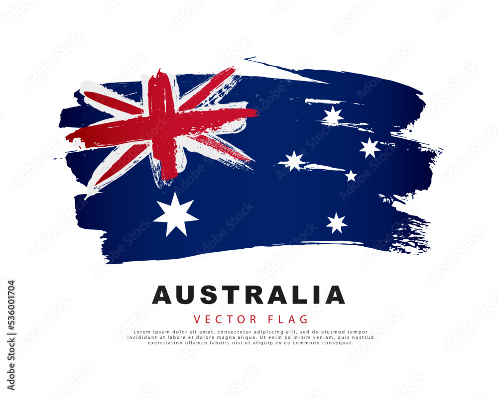 Australian flag. Blue, red and white hand-drawn brush strokes. Vector ...
