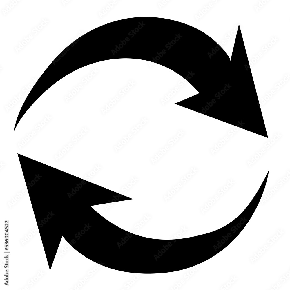 Two opposite curved arrows. Two curved arrows pointing in opposite ...