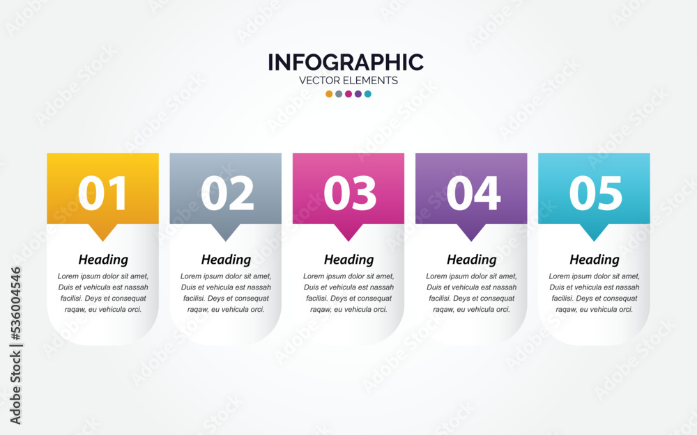 Simple stylish 5 Horizontal Infographic template. Stock Vector | Adobe ...