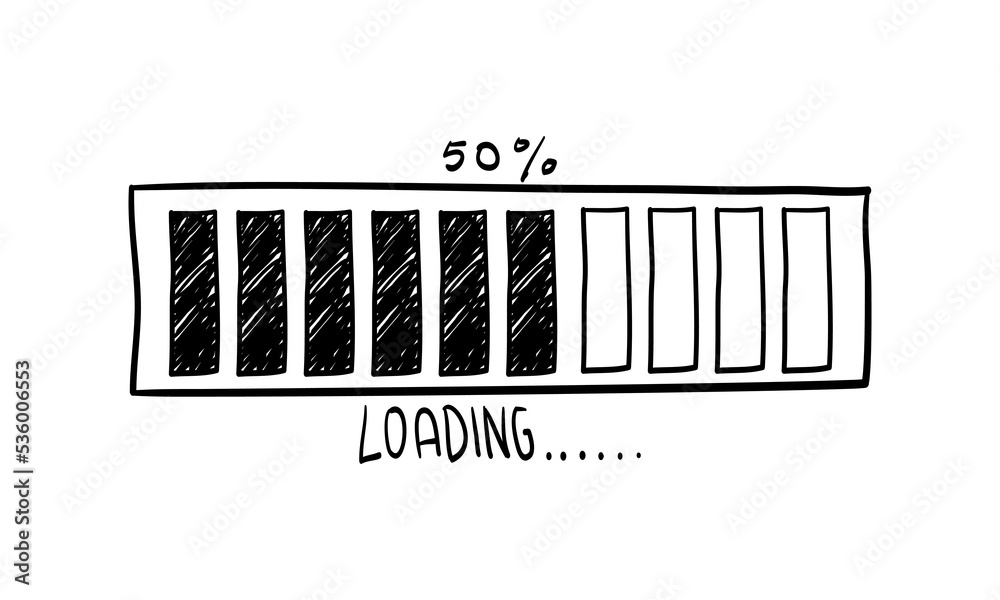 Loading bar doodle. Infographic element. Hand drawn of internet loading ...