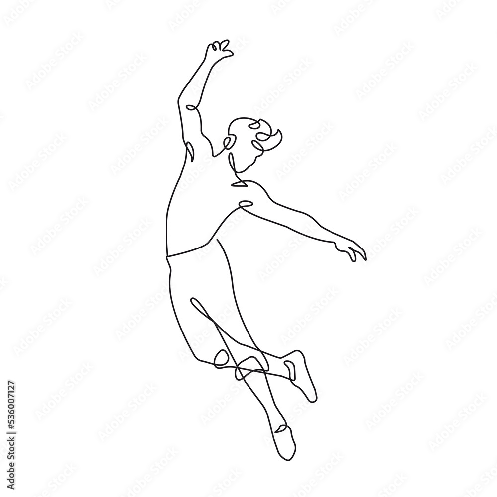 Ballet Minimalist One Line Drawing. Man Dancer Contour Illustration ...