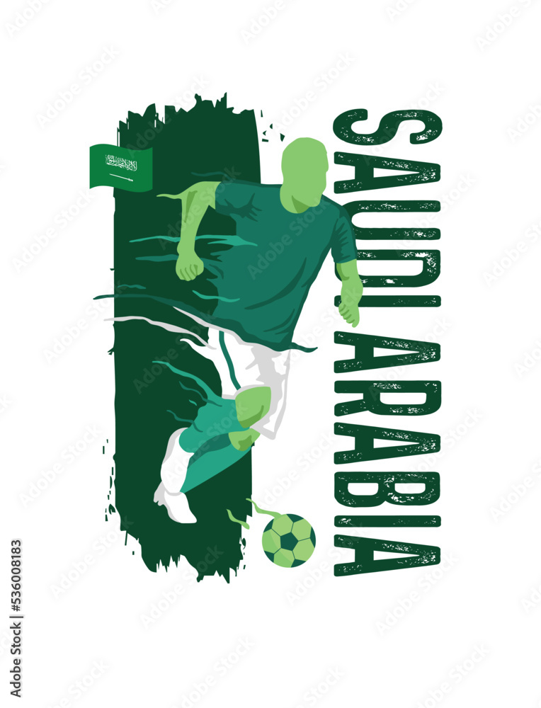 VECTOR. Poster for the Saudi Arabia football team, soccer player ...