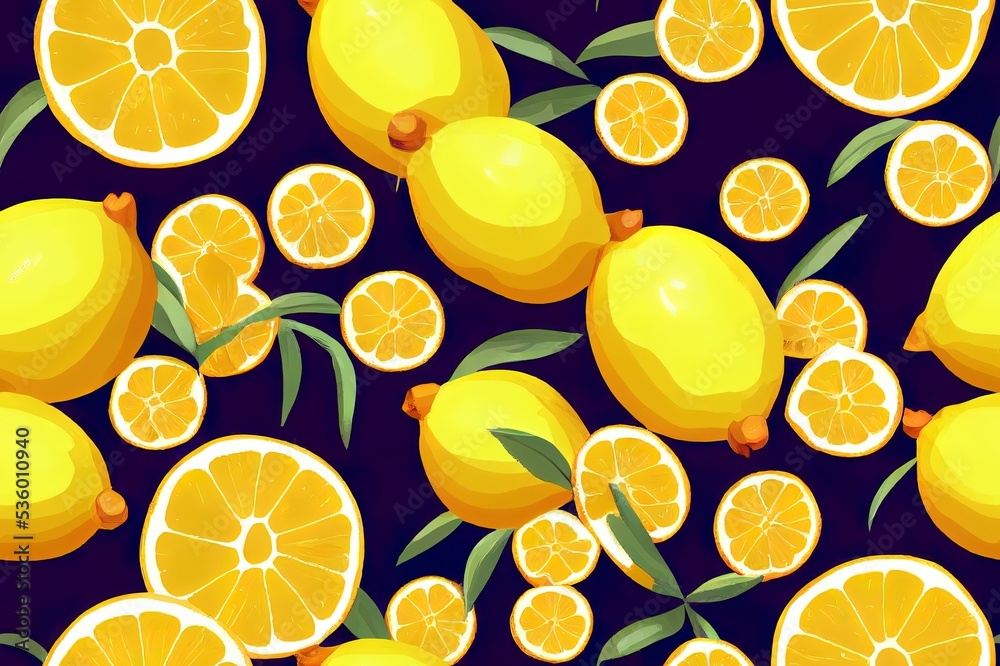 Fresh lemons background. Hand drawn overlapping backdrop. Colorful ...