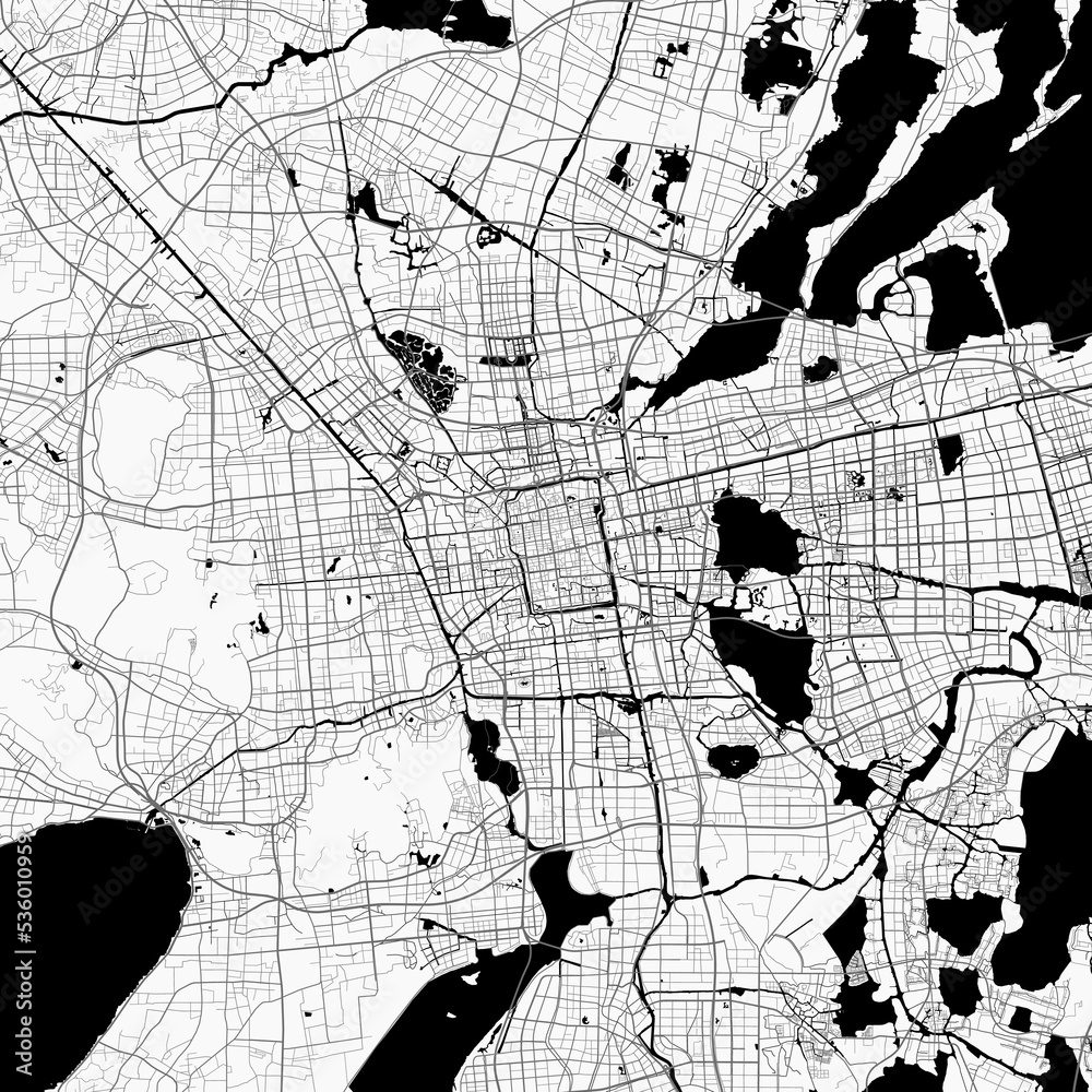 Map of Suzhou city. Urban black and white poster. Road map with ...