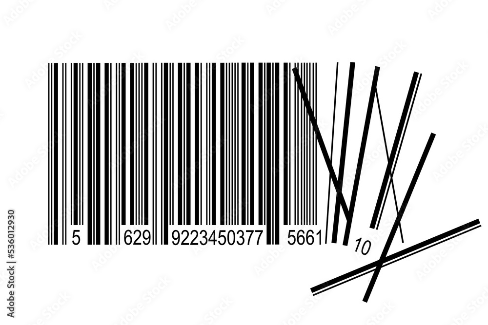 Barcode falling apart isolated on transparent background, economic ...