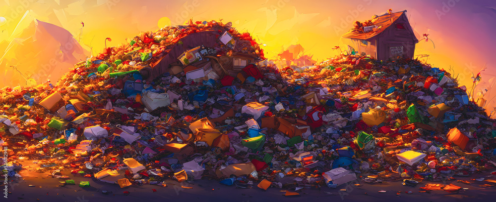Artistic concept painting of a garbage in the forest , background 3d ...