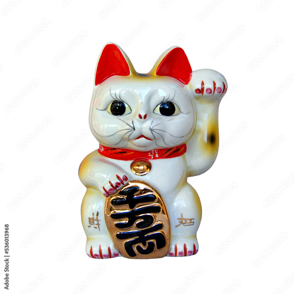 Japanese or chinese ceramic lucky cat (maneki neko), asian good luck or ...