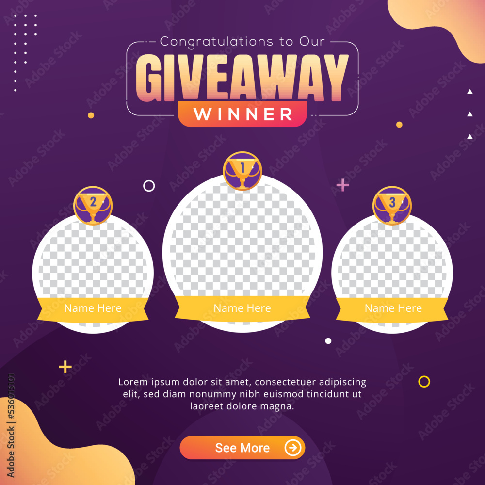 Giveaway winner banner congratulation greeting for social media post ...