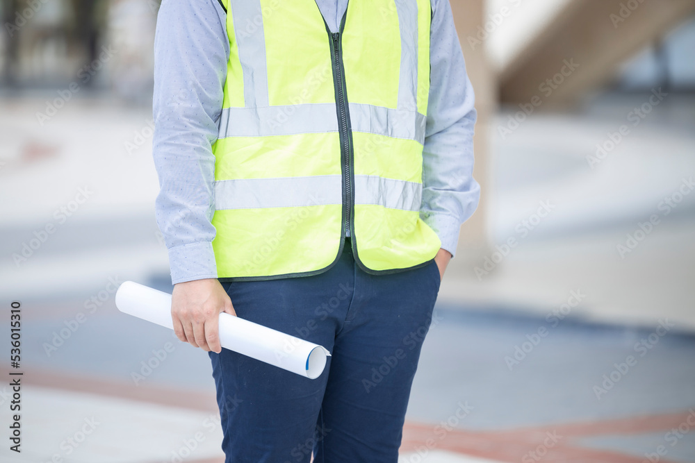 No face Unrecognizable person. Torso engineer, worker or architect ...