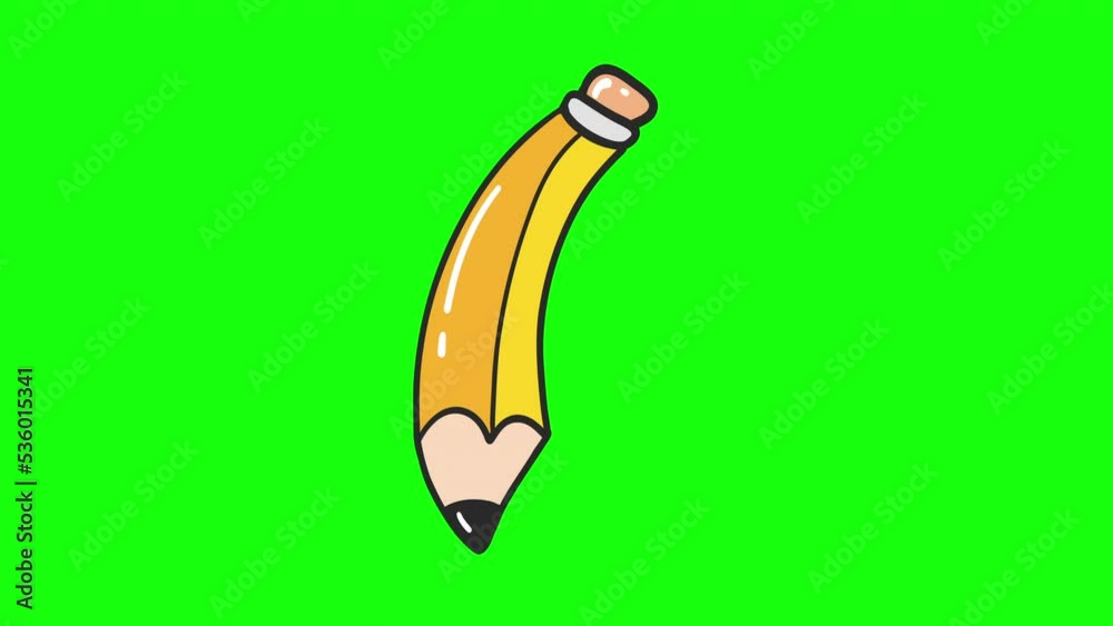 Hand Drawn Animated Pencil Design Isolated on Green Chroma Key ...