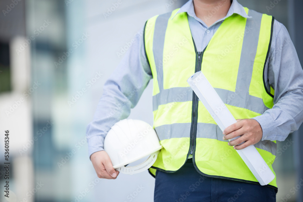 No face Unrecognizable person. Torso engineer, worker or architect ...