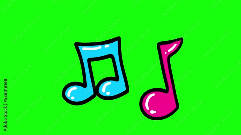 Animated Hand Drawn Two Music Symbols Classic Melody Sign with Glowing ...