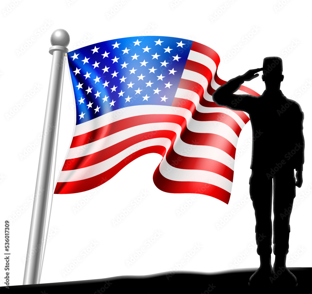 Soldier Saluting Flag Clipart