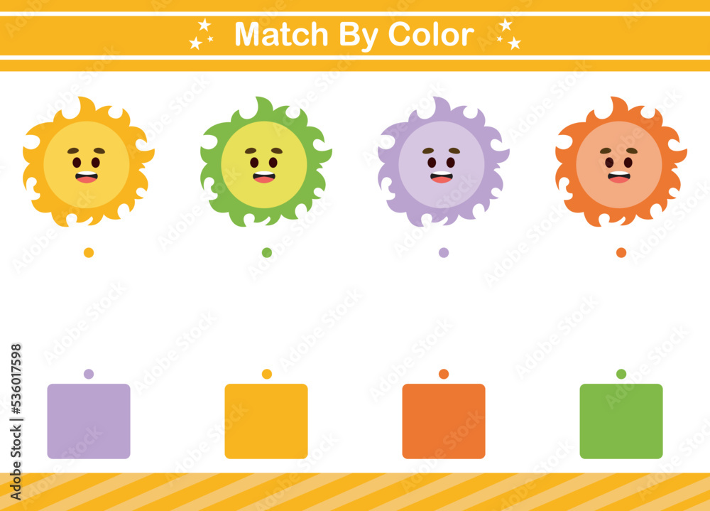 Match by color Educational game for kindergarten and preschool.Matching ...
