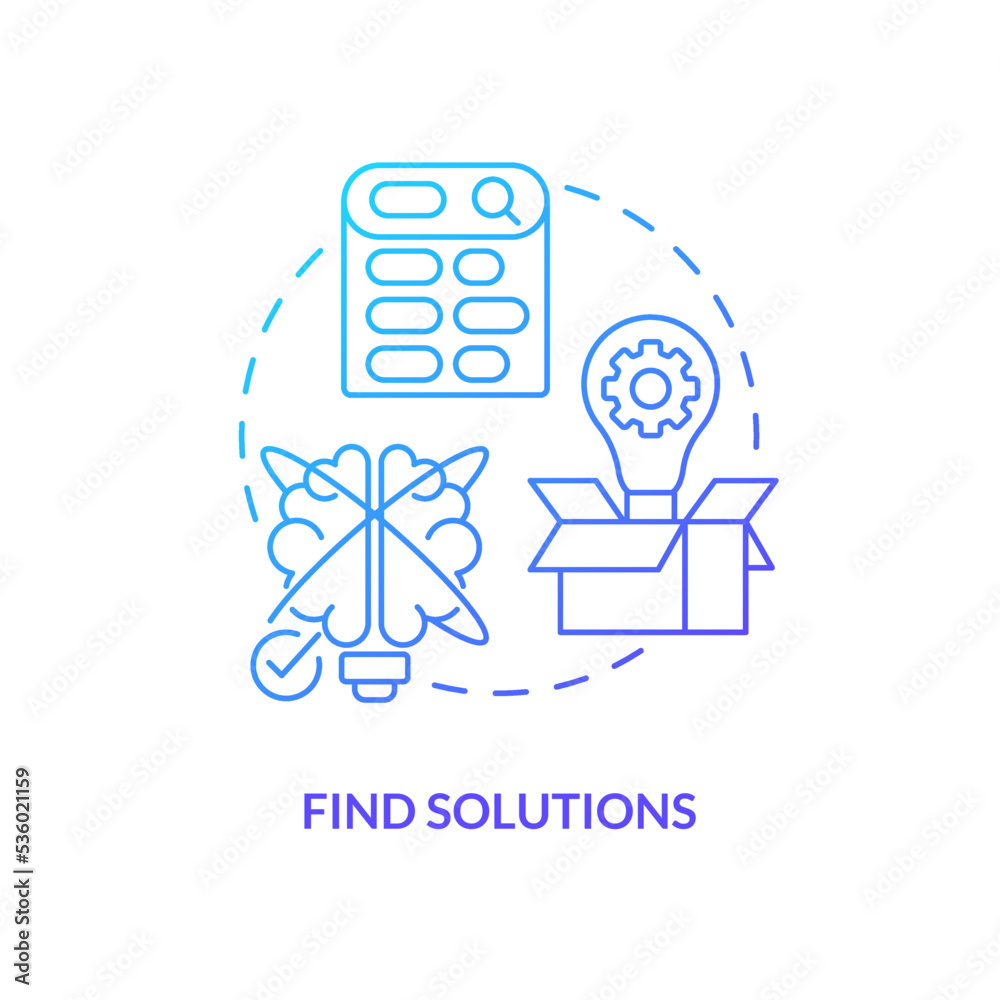 Find solution blue gradient concept icon. Determine problem solving ...