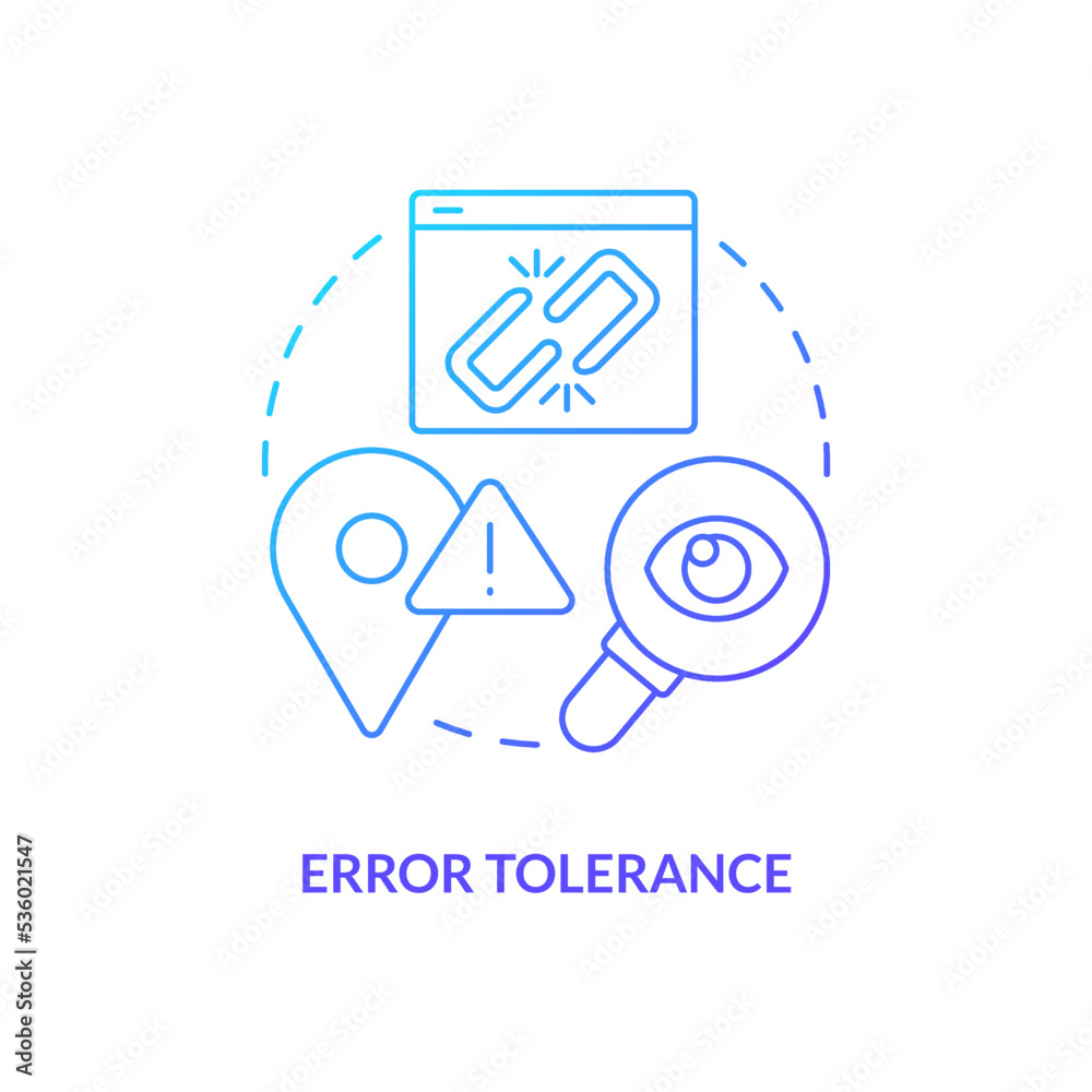 Error tolerance blue gradient concept icon. Finding problems. Check ...