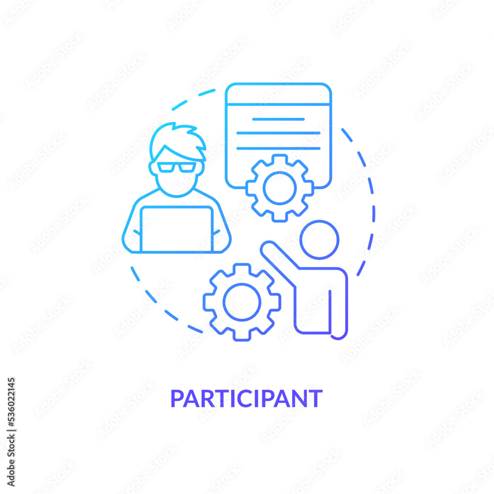 Participant blue gradient concept icon. Research membership. Take part ...