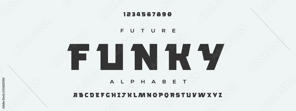 FUNKY Sports minimal tech font letter set. Luxury vector typeface for ...