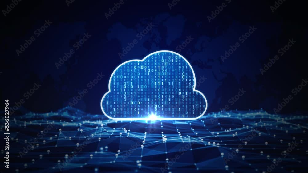 Cloud computing technology data dark blue abstract background, 3d ...