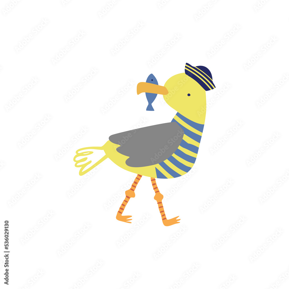 Bird with fish illustration isolated on png Transparent background ...