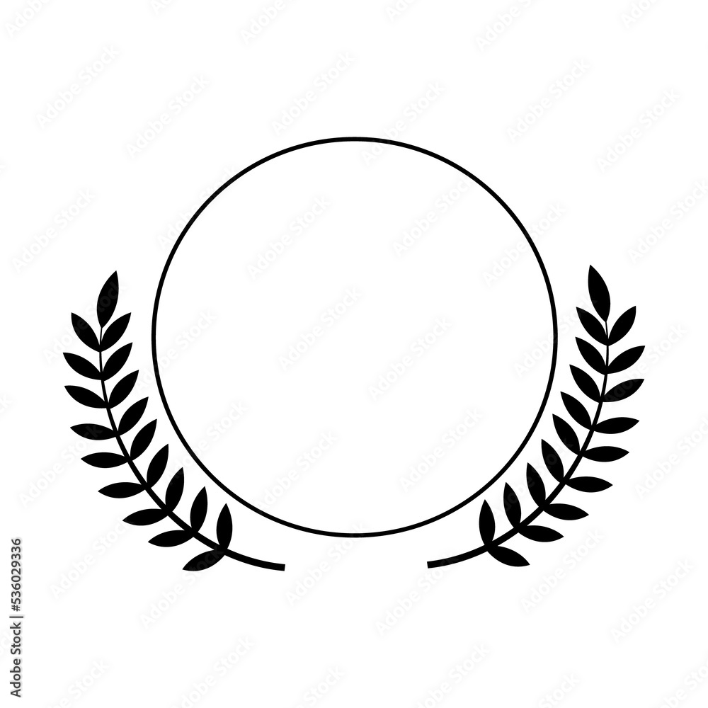 Round border outline with leaf laurel wreath ribbon clip art ...