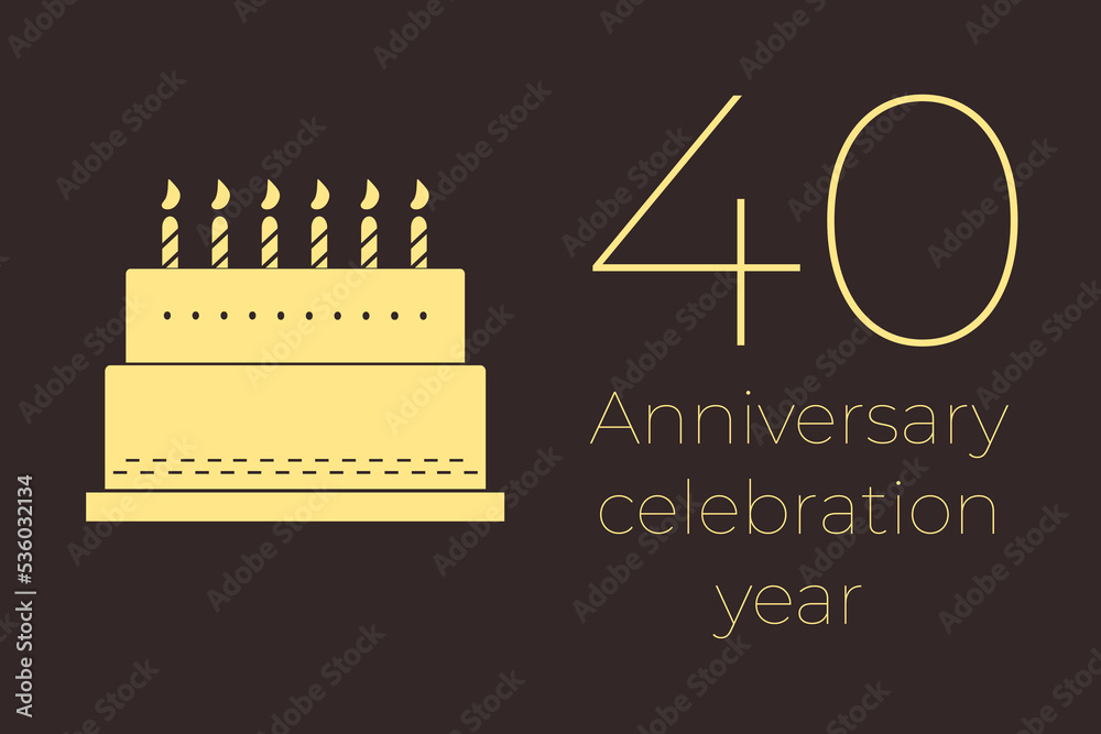 40 years anniversary celebration. 40 years old next to cake ...