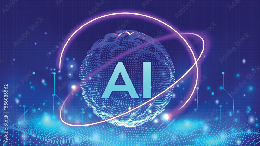 AI digital technology background artificial intelligence on blue ...