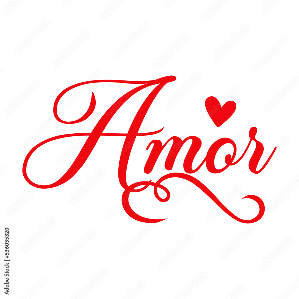 Stockvector Logo con texto manuscrito Amor en español con silueta de ...