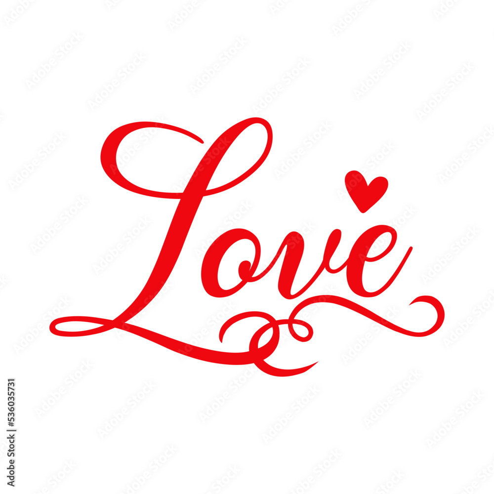 Logo con texto manuscrito Love con silueta de corazón lineal con ...