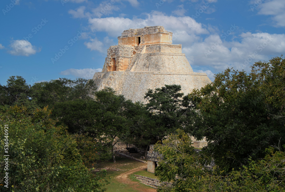 Pyramid of the Magician, a historical Archeological site in Uxmal, near ...