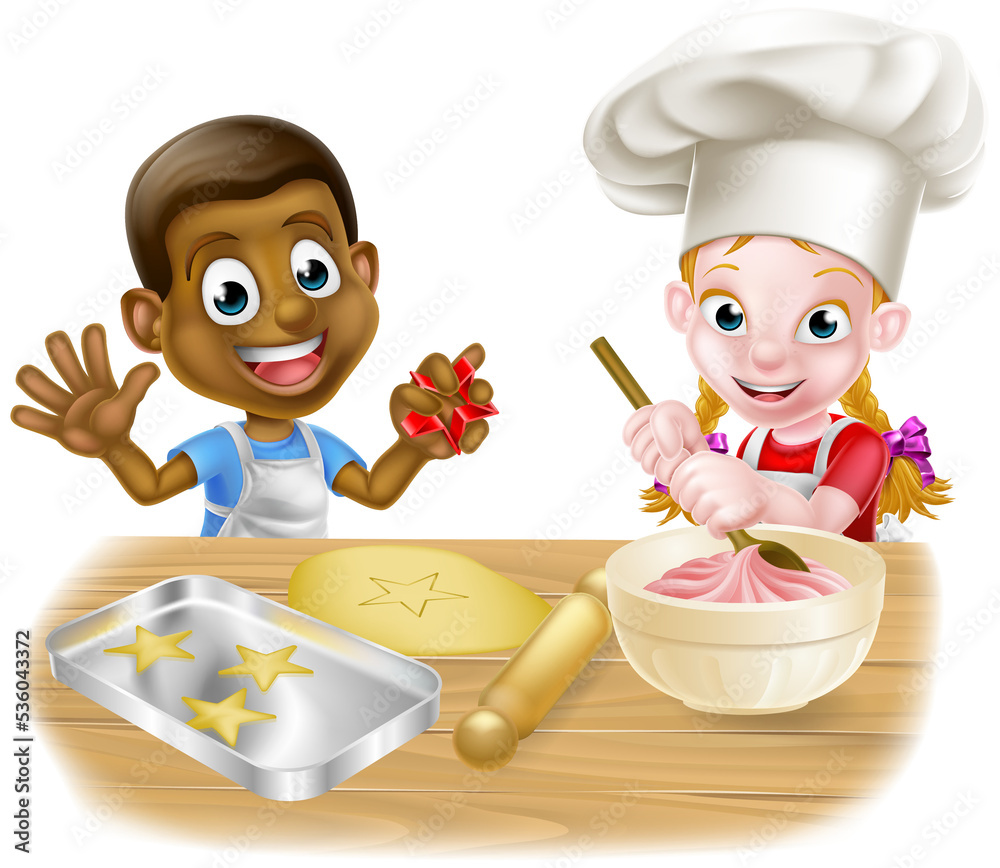Cartoon Child Bakers Stock Illustration | Adobe Stock