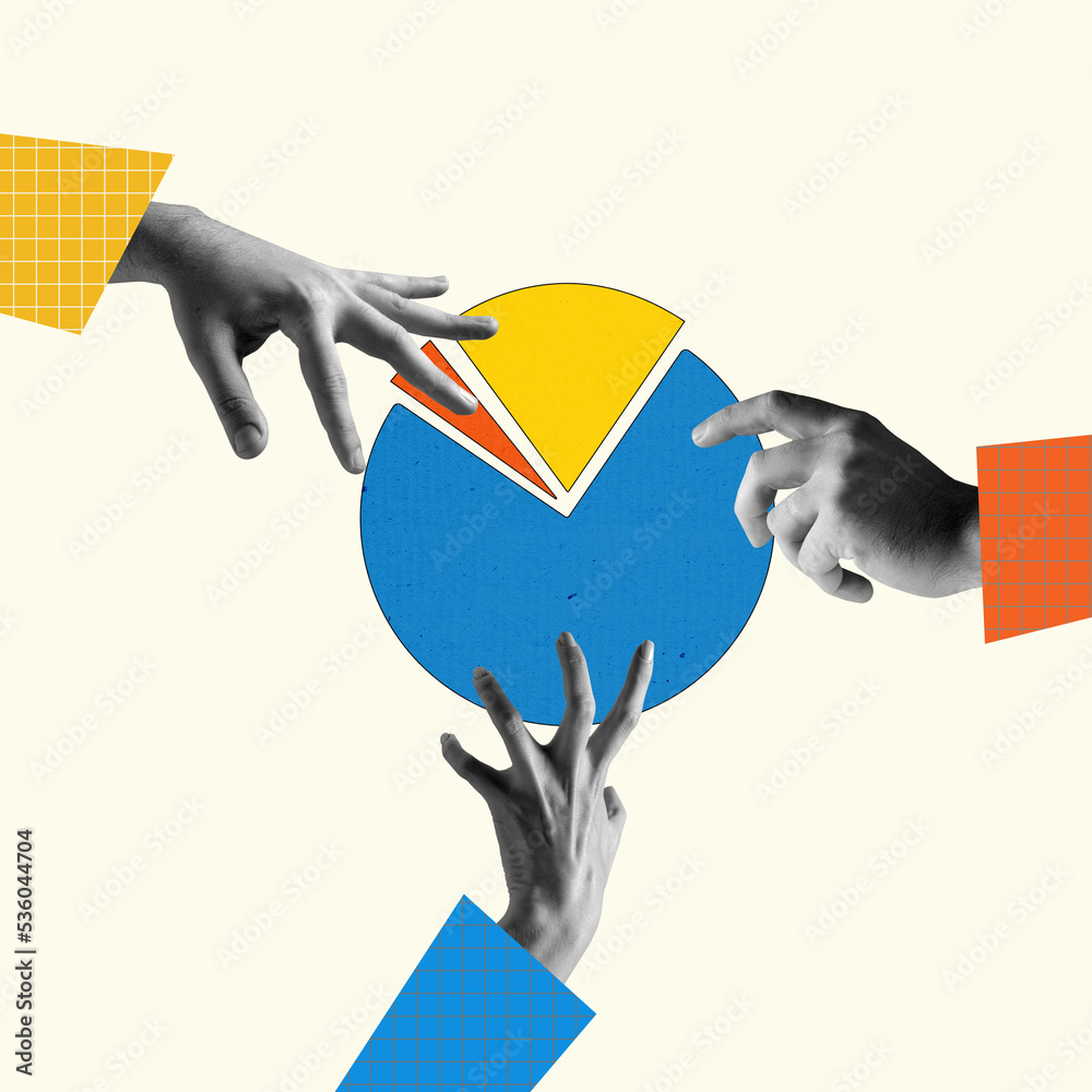 Goals, objectives, plans. Human hands control, taking pieces of ...