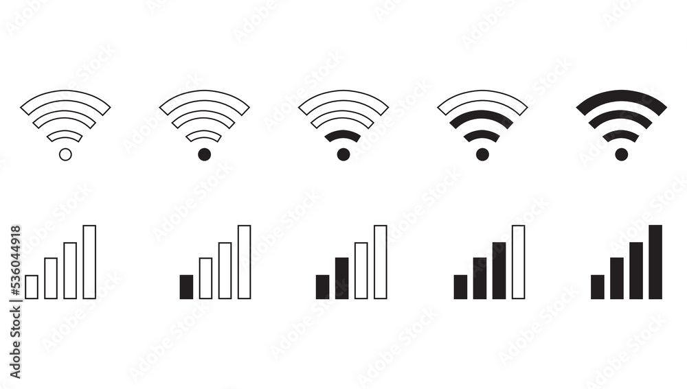 Wi-fi wireless icon collection. Mobile network GSM and Wi Fi signal ...