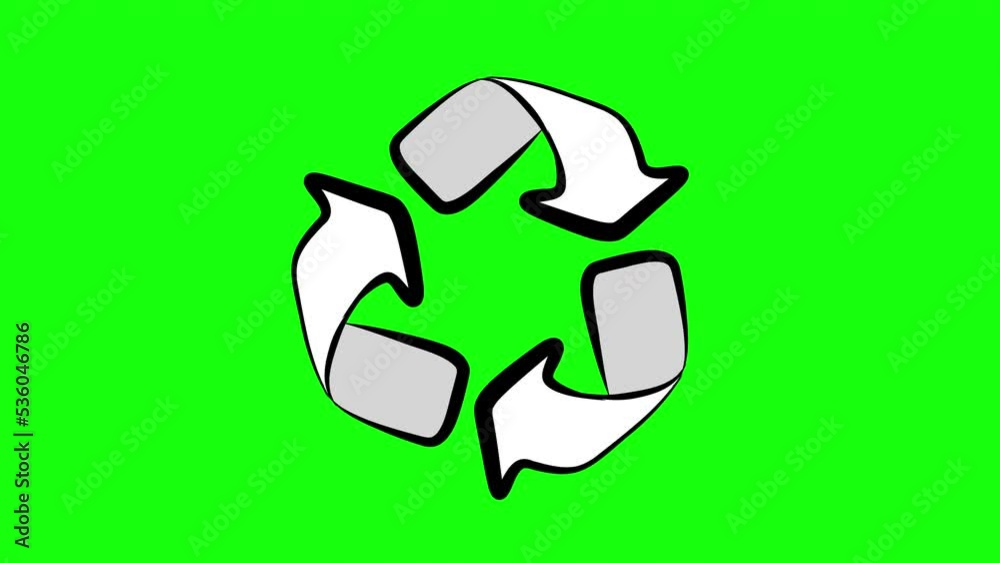 4k Loop Animated Hand Drawn Retro Style Green Recycling Icon Recycling ...
