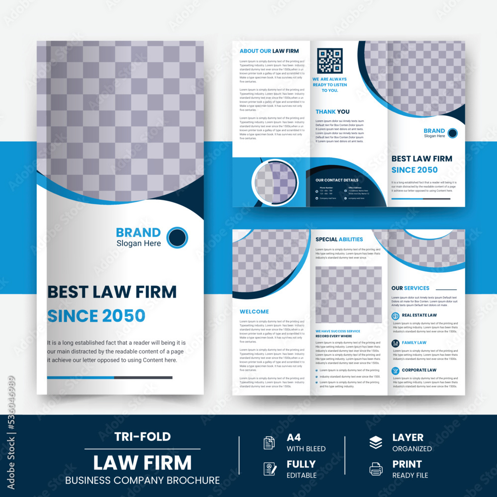 Law Firm tri fold brochure, Postcard template, Corporate business ...