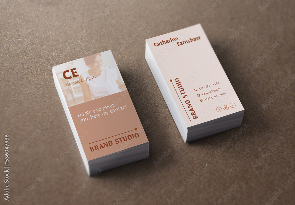 Vertical Business Card Layout Stock Template | Adobe Stock