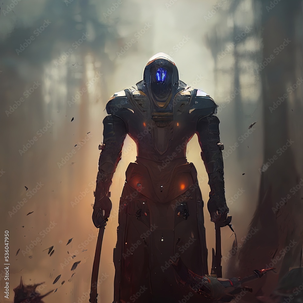 Blood Hound Knight Robot Warrior - Digital Art, Concept Art, 3D Render ...