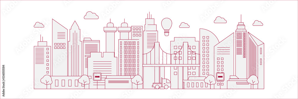 Futuristic outline urban landmark silhouette skyline cityscape with ...