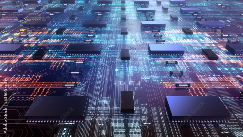 Poster High Technology CPU on a Complex Circuit Microchip Board Surface ...
