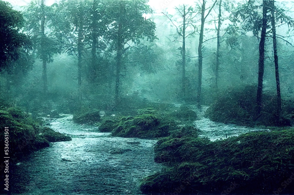 Heavy Rainfall In Forest