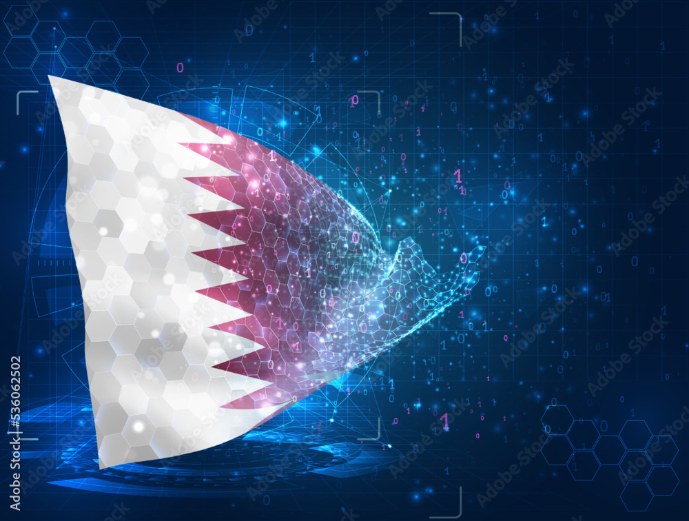 Qatar, vector flag, virtual abstract 3D object from triangular polygons ...