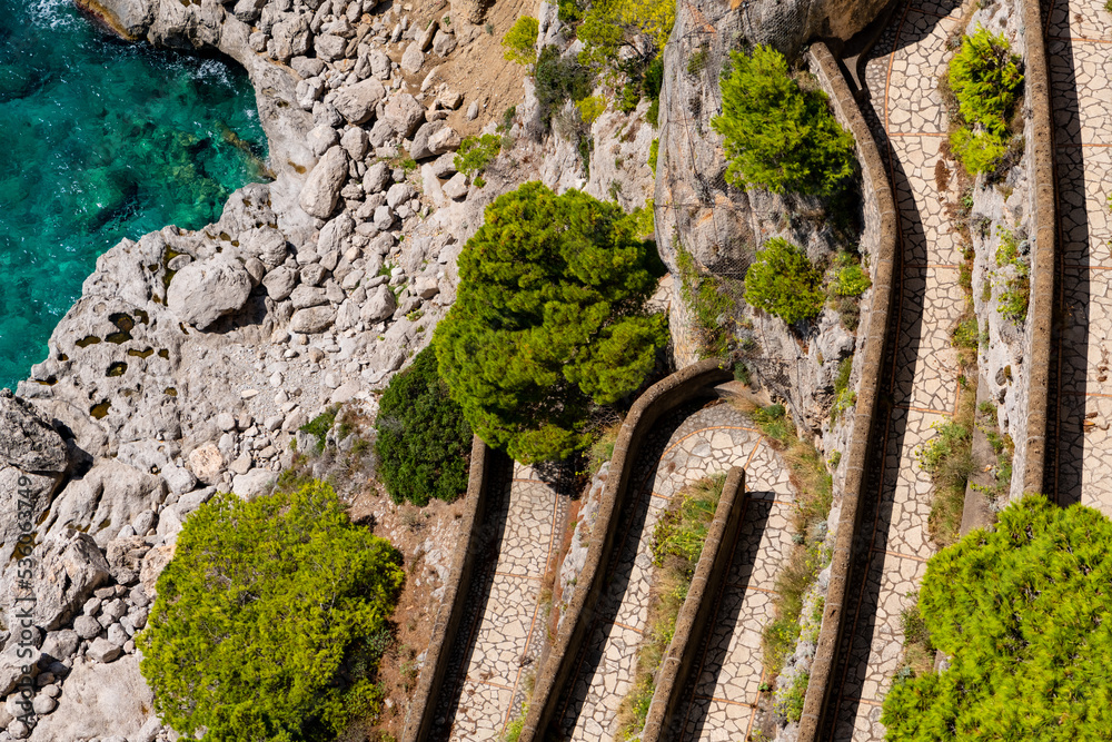 Fotografia do Stock: Historic winding walkway connecting Capri village ...