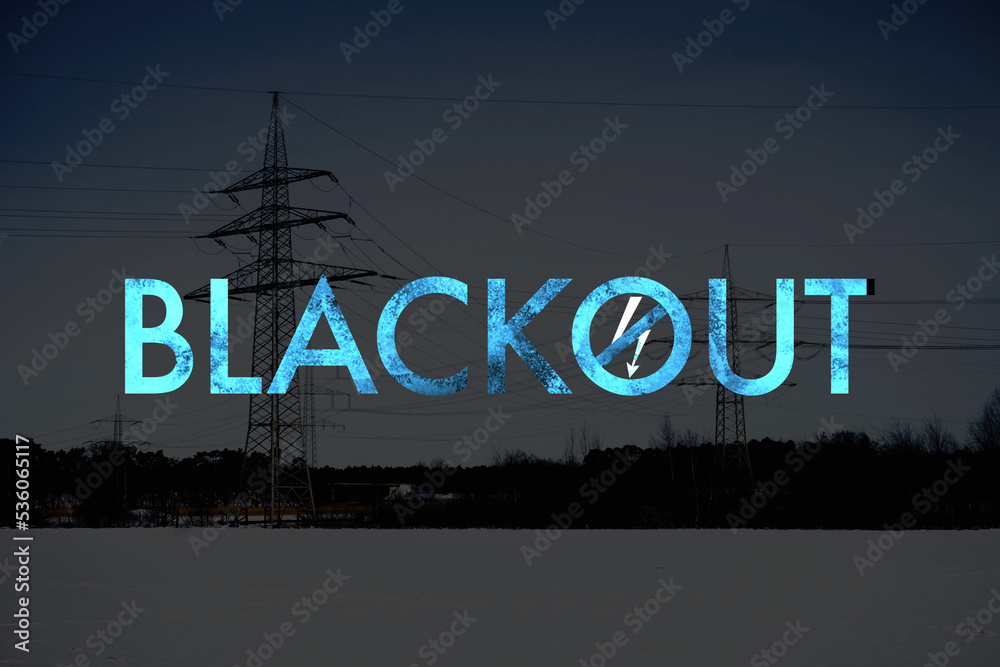 Blackout Schriftzug im kalten Blau und durchgestrichenen ...